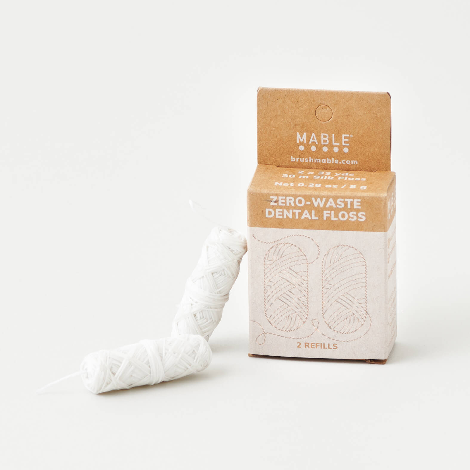 Compostable Silk Dental Floss & Refillable Floss Container - MABLE