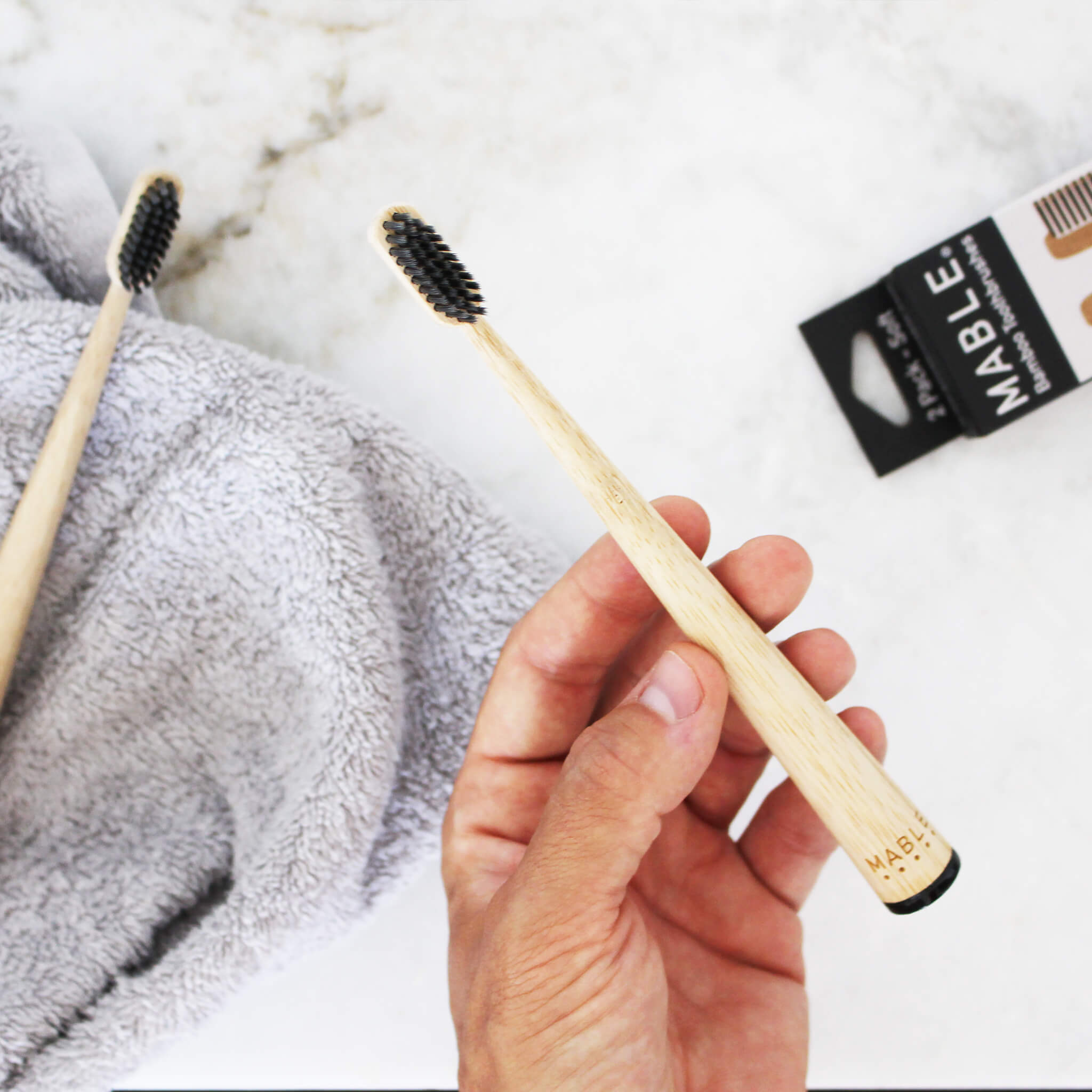 MABLE® Bamboo Toothbrush Charcoal Edition - 2 Pack - MABLE
